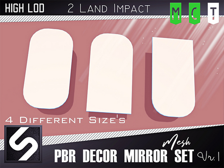 Second Life Marketplace - [Saracoglu] PBR Decor Mirror Set Vr. 1